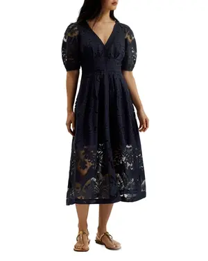 Ted Baker London Agnel Lace Midi Dress - Navy