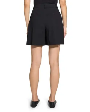 Theory Pleated Linen Shorts - Black