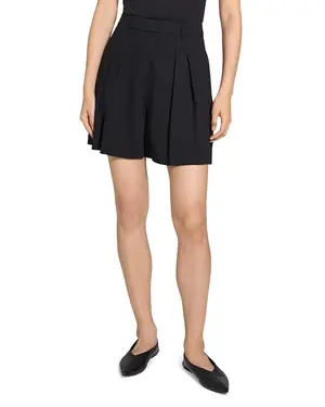 Theory Pleated Linen Shorts - Black