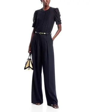 T Tahari Mandarin Collar Button Front Top