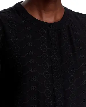 T Tahari Mandarin Collar Button Front Top