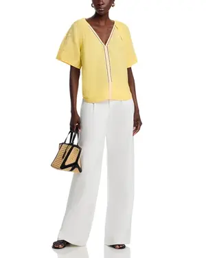 T Tahari V-neck Blouse - Yellow Sky