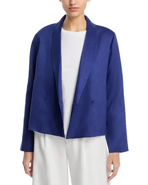 Eileen Fisher Linen & Silk Shawl Collar Jacket - Bluet