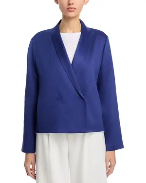 Eileen Fisher Linen & Silk Shawl Collar Jacket - Bluet