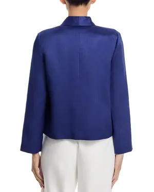 Eileen Fisher Linen & Silk Shawl Collar Jacket - Bluet