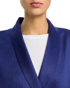 Eileen Fisher Linen & Silk Shawl Collar Jacket - Bluet