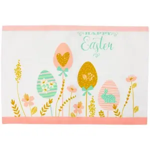 NORTHLIGHT Pastel Eggs Happy Easter Floral Placemats18" And Pinkset Of 4