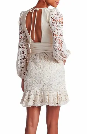 PatBO Crochet Plunge Mini Dress