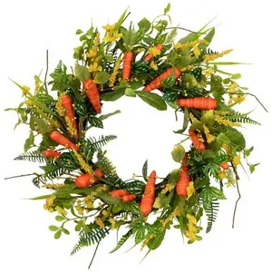 NORTHLIGHT Floral Easter Artificial Wreath With Spring Carrots22 - Orange