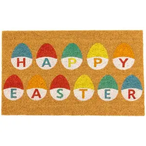 NORTHLIGHT Natural Coir Happy Easter Egg Outdoor Doormat 18" X 30 - Multi