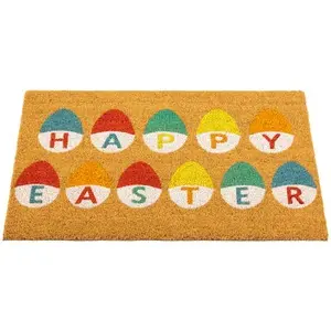 NORTHLIGHT Natural Coir Happy Easter Egg Outdoor Doormat 18" X 30