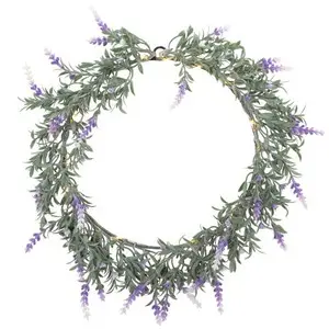 NORTHLIGHT Pre-lit Battery Operated Ombre Lavender Spring Wreath16" Led Lights - White