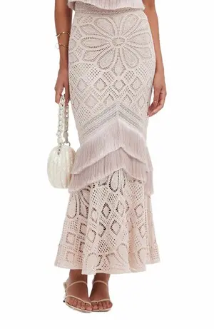 PatBO Flower Crochet Maxi Skirt