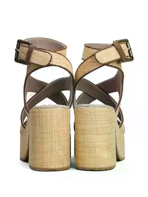 Mou 100mm Raffia Platform Sandals - Neutrals