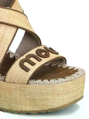 Mou 100mm Raffia Platform Sandals - Neutrals