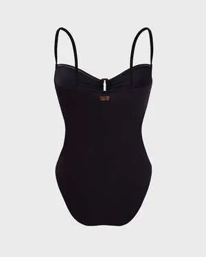 Vilebrequin Bandeau One-piece Swimsuit With Turtle Ring Detail - Black