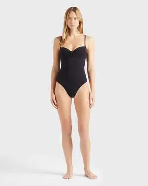 Vilebrequin Bandeau One-piece Swimsuit With Turtle Ring Detail - Black