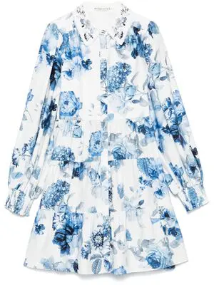 Alice + Olivia Junia Printed Mini Dress - Clear Blue
