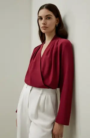 Lilysilk Silk Crêpe De Chine Long Sleeve Blouse - Cherry Red
