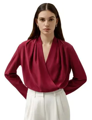 Lilysilk Silk Crêpe De Chine Long Sleeve Blouse - Cherry Red