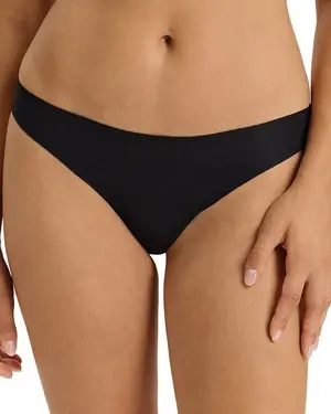 Hanro Invisible Cotton Blend Thong - Black