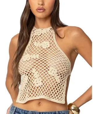 EDIKTED Syd Backless Crochet Top