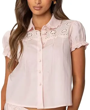 EDIKTED Lona Tailored Button-up Shirt - Light-pink