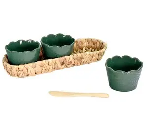 TEMP-TATIONS Woodland Tidbit Dishes In Basket With Spreader - One-color