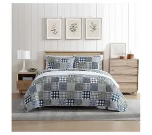 Eddie Bauer Cozy Patchwork Blue King Quilt Sham Set - One-color