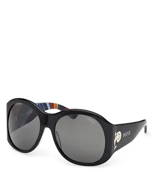 Emilio Pucci Geometric Sunglasses, 59mm - Black/smoke