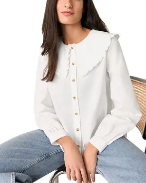 Whistles Cotton Collar Detail Top
