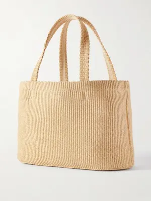 JIMMY CHOO Avenue Logo-embroidered Raffia Tote - Neutrals