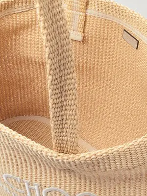 JIMMY CHOO Avenue Logo-embroidered Raffia Tote - Neutrals
