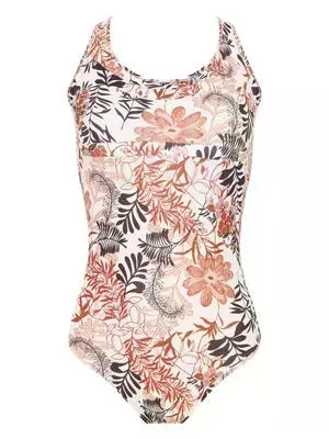 AMIR SLAMA Floral-print One Piece Swimsuit - White