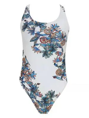 AMIR SLAMA Floral-print One-piece Swimsuit - White