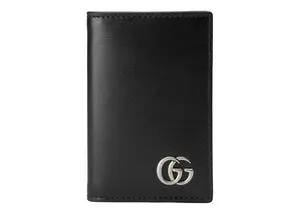 Gucci Gg Marmont Card Case Palladiumtone - Black
