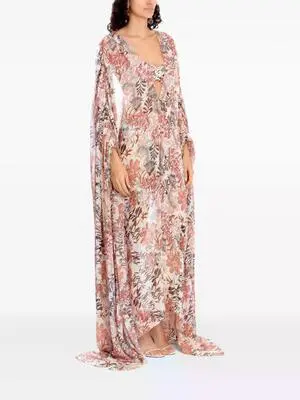 AMIR SLAMA Silk Floral Print Dress