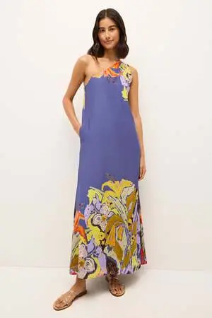 MARIE OLIVER Marie Oliver Jae Floral Print One-Shoulder Silk Dress