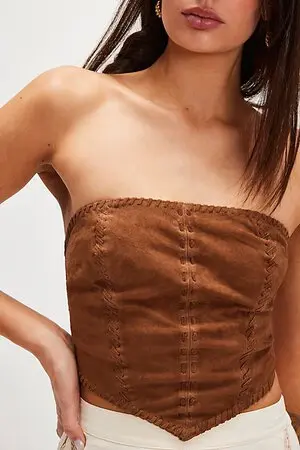 UNDERSTATED LEATHER Handkerchief Whipstitch Top