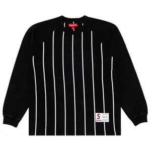 Supreme Stripe Raglan Long-sleeve Top - Black