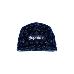 Supreme Flocked Denim Camp Cap