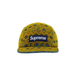 Supreme Supreme Flocked Denim Camp Cap Yellow
