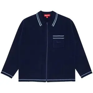 Supreme Zip Up Polo Sweater - Blue