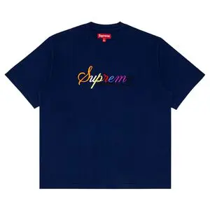 Supreme Cursive Short-sleeve Top 'navy - Blue