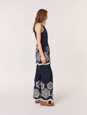 Maje Cotton Mini Dress With Crochet Details