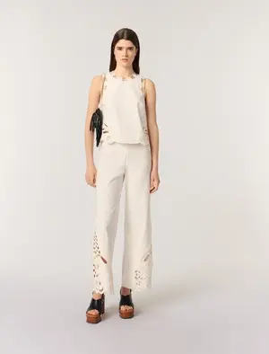 Maje Cotton Embroidered Vest Top