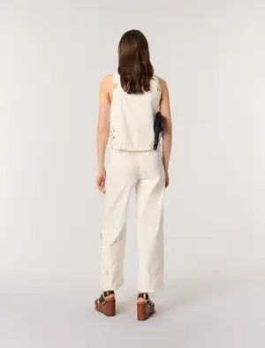 Maje Cotton Embroidered Vest Top