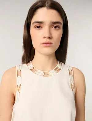 Maje Cotton Embroidered Vest Top