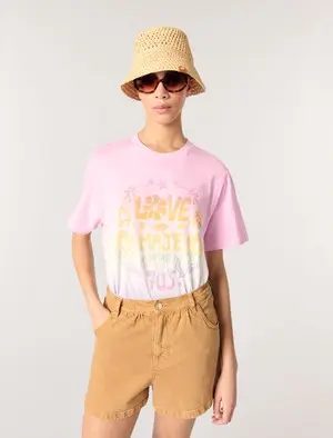Maje Cotton Printed T-shirt - Pink