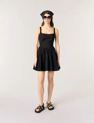Maje Cotton Mini Skater Dress - Black